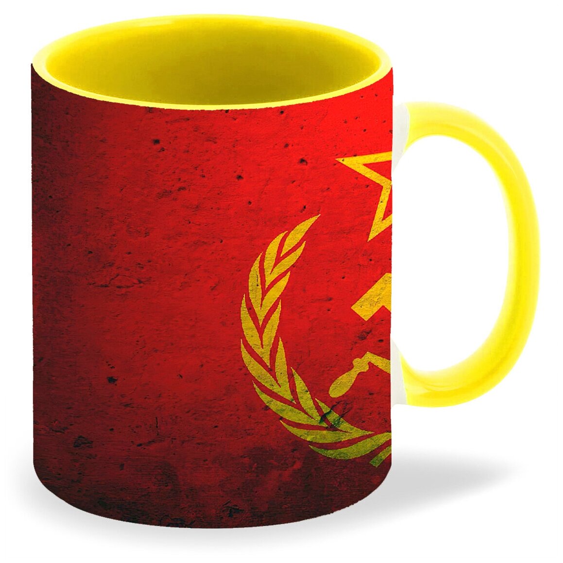 Кружка желтая CoolPodarok День Победы СССР Красный фон желтая Герб