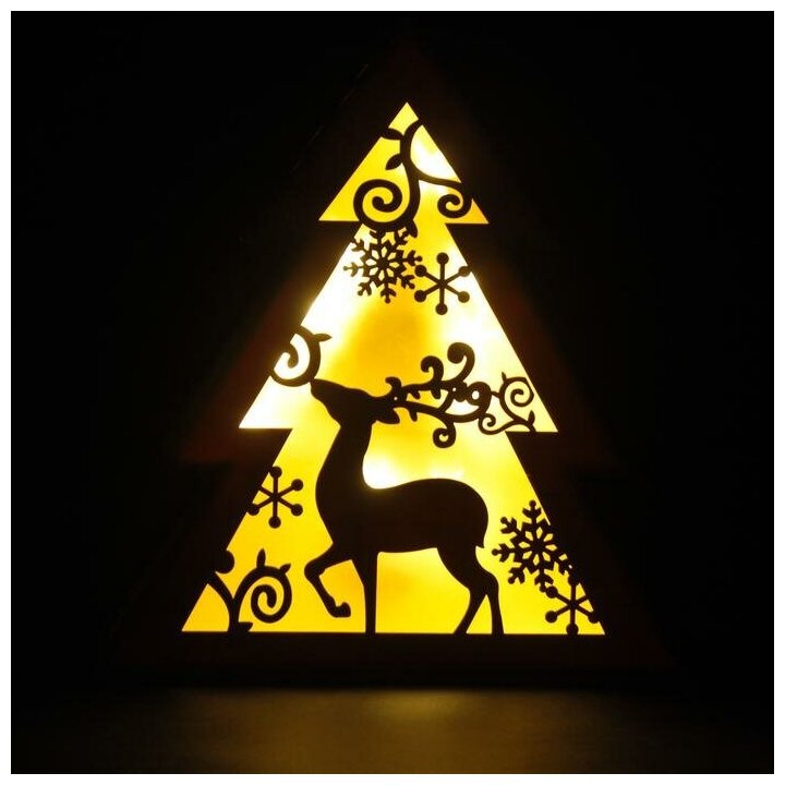 Фигура деревянная Luazon Lighting "Елочка" 30х6,5х33 см (от батареек) 10 LED, теплый белый (2354046)