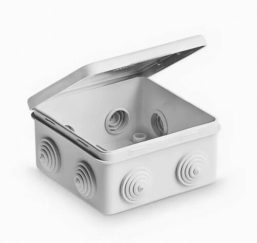 Коробка распределительная Ruvinil ОП 100х100х50мм 8 вводов откид. крышка IP54 сер. 67045