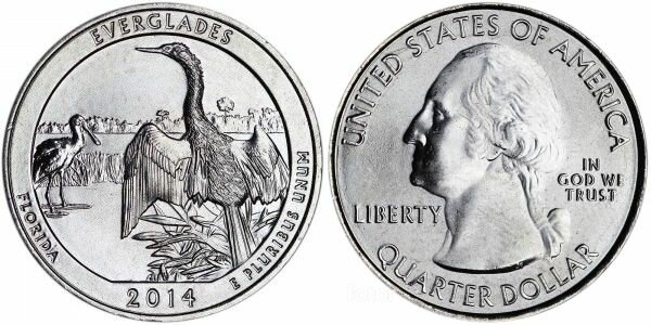 США 25 центов 2014 Квотеры Парки США 25 - Эверглейдс