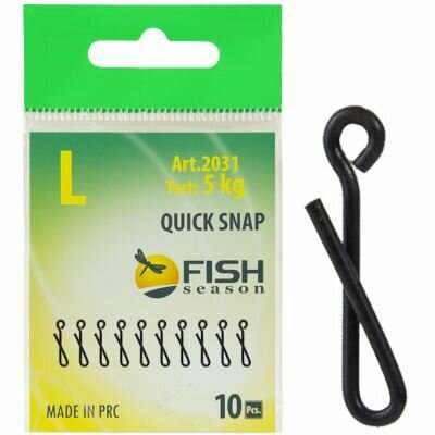 Застёжки безузловые Fish Crystal QUICK SNAP 2031 # M (9мм, 4кг), быстросъёмные (10шт)