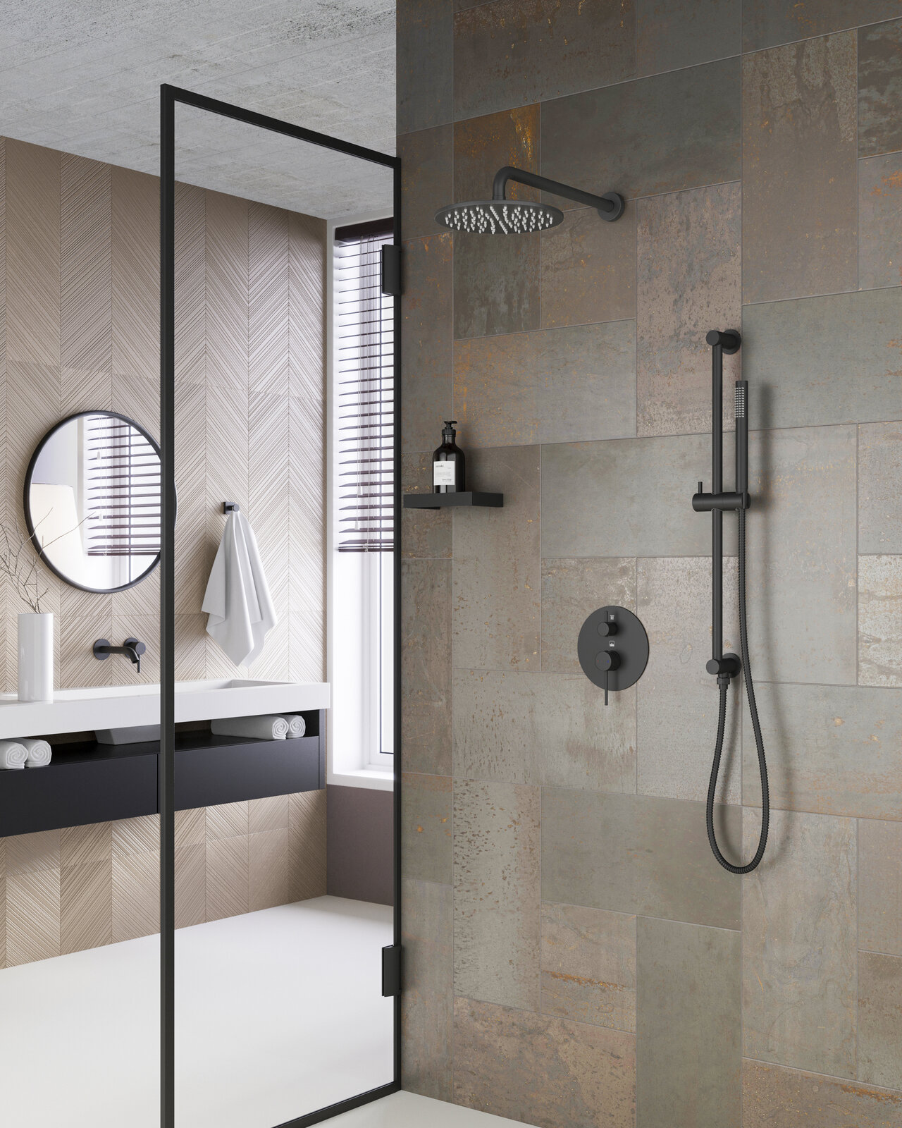 Душевая система Timo Saona, с тропическим душем, рычажное управление, черный