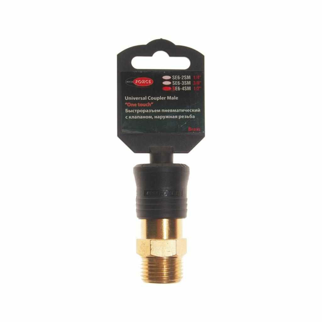 Переходник для компрессора M1/2" быстросъемный с клапаном наруж. рез. на холдере One Touch, RF-SE6-4SM, ROCKFORCE