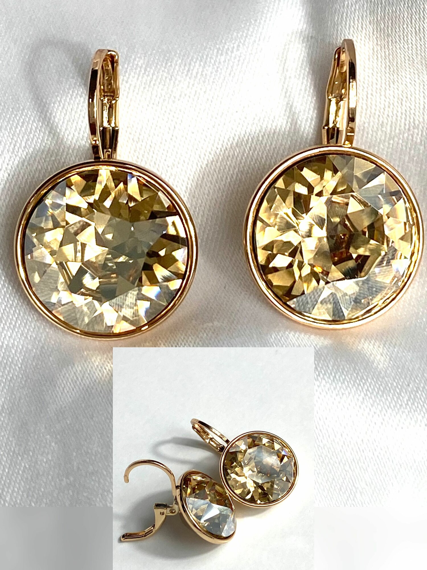 Серьги, хрусталь, кристаллы Swarovski