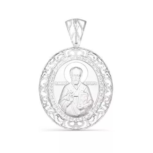 Иконка, серебро, 925 проба, фианит