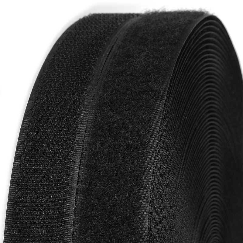 Лента контактная (липучка для шитья, велкро) шир.25мм цв. черный упак.25 м