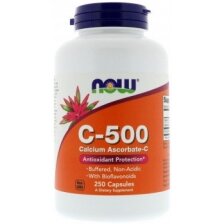 Витамин C, NOW C-500 Calcium Ascorbate 250 капсул для иммунитета