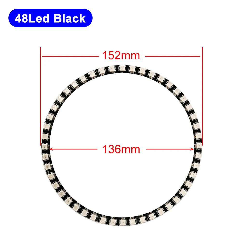 FUNZENXIN RGB LED модуль WS2812B для Arduino 8-148 светодиодов Черный, 48Led Black