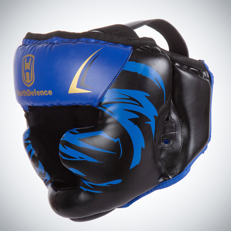 Боксерский шлем, для тхэквондо, Санда, файтинг, Муай Тай, защита лица, синий