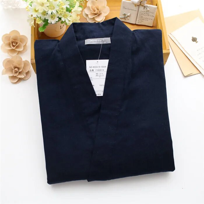 Мужские традиционные японские пижамы из хлопка YI NA SHENG WU Темно-синий, М, Navy blue