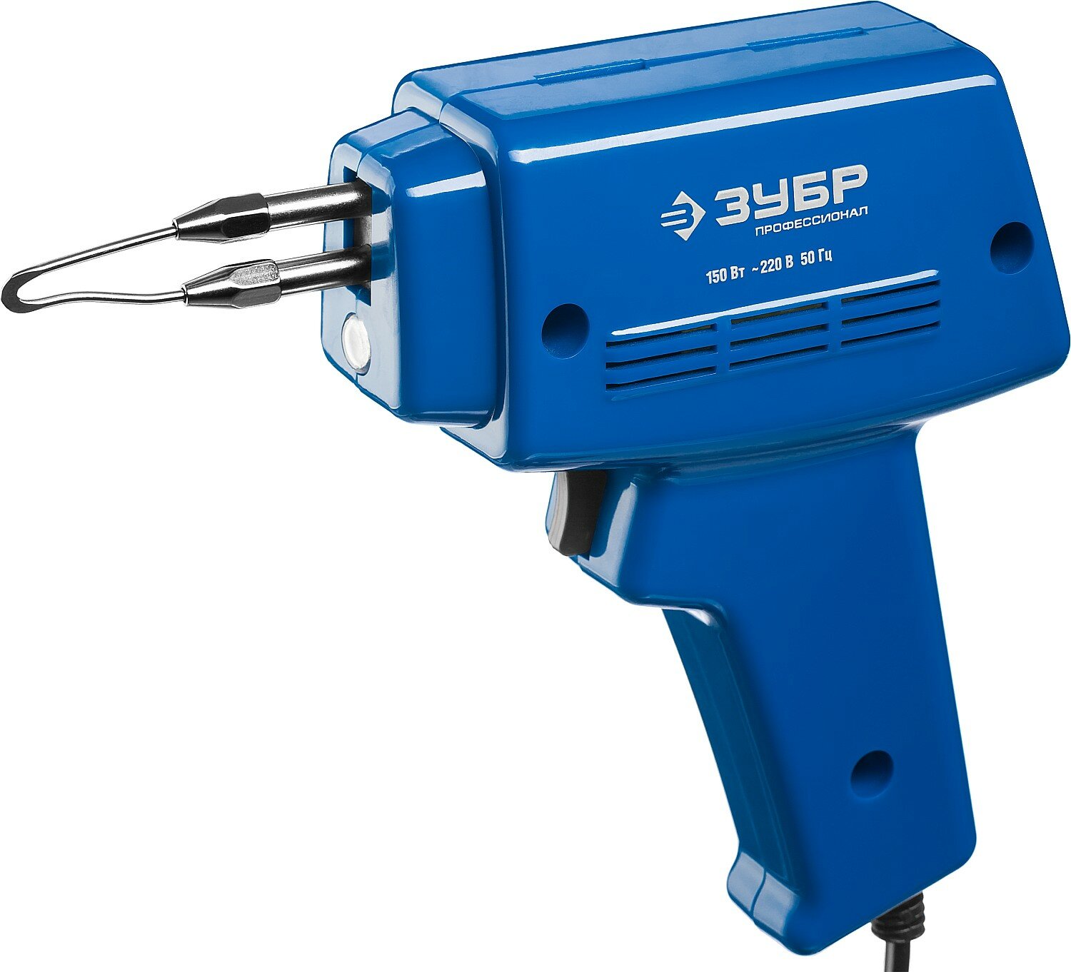 ЗУБР 150 Вт, в наборе: нагрев 6 сек, канифоль, припой, 2 сменных жала, импульсный паяльник, Профессионал (55412-H4)