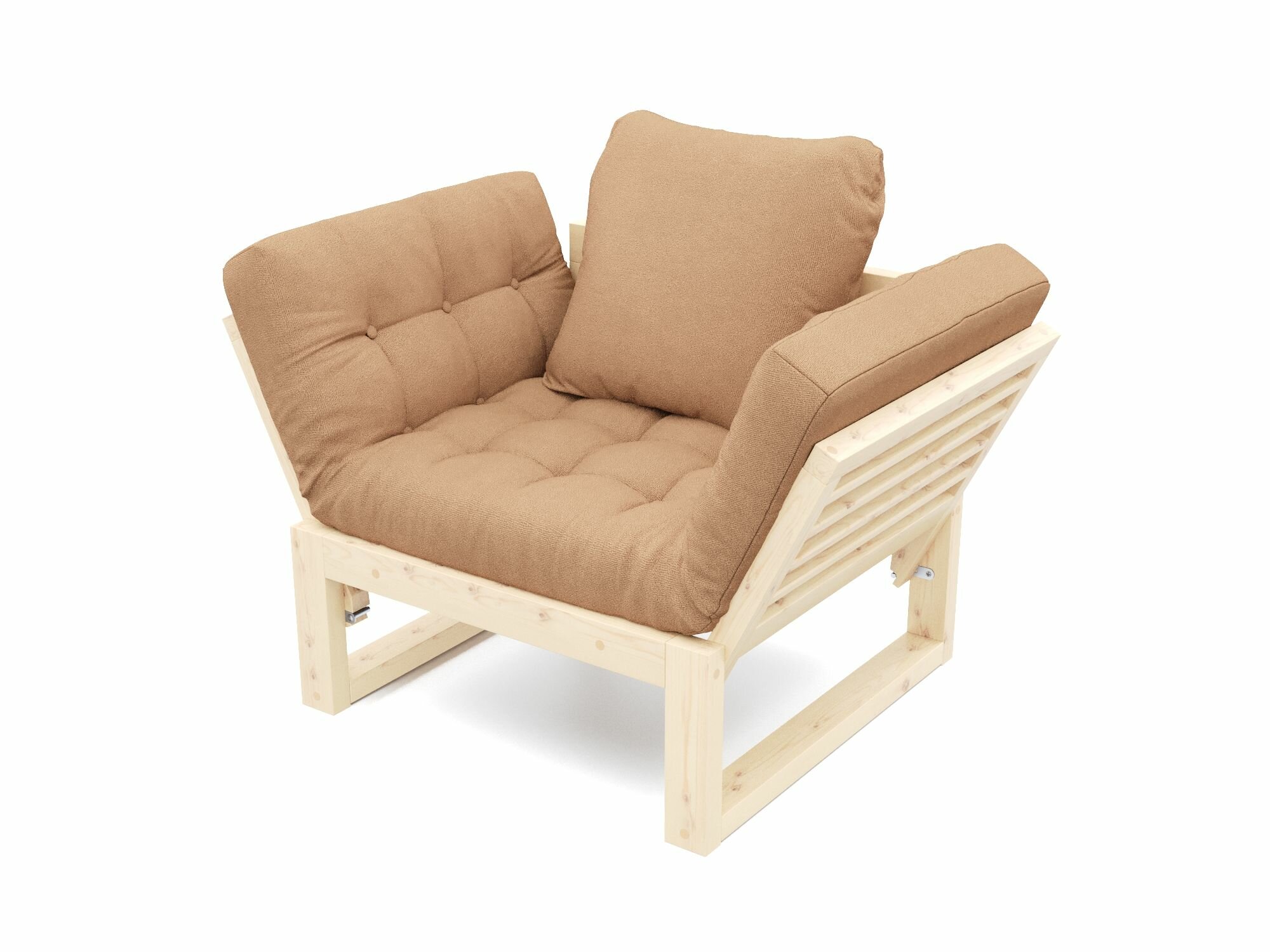 Кресло Arsko Бенсон светло-коричневое, велюр, массив дерева, с подлокотниками, садовое, на дачу, скандинавский лофт