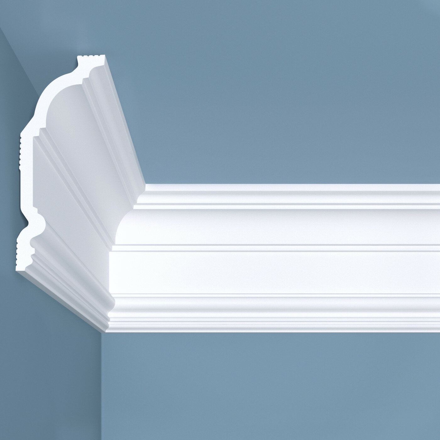 Карниз bello deco, потолочная галтель, ударопрочный К21 120х50х2000 мм, белый. 1 штука