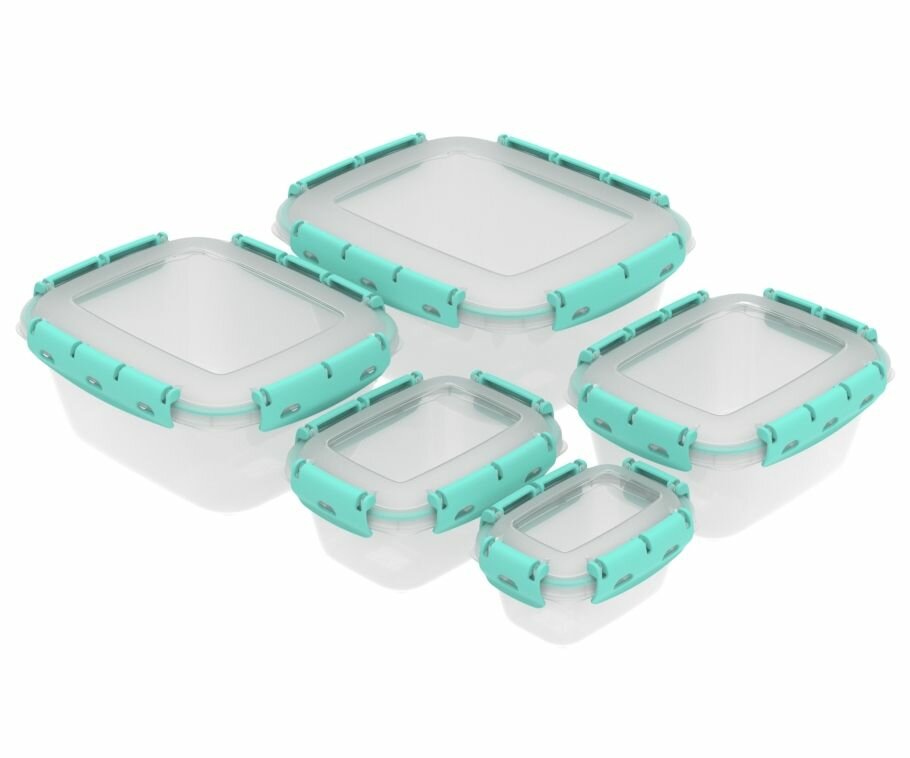 Набор контейнеров д/СВЧ №1 5 шт 0,38/0,8/1,5/2,5/3,9л герметич.