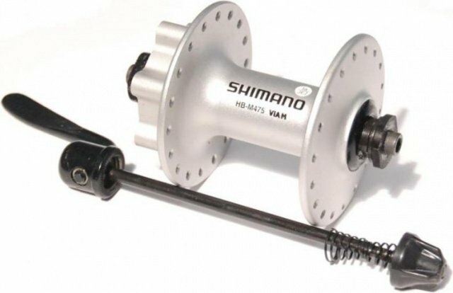 Втулка Shimano, М475,32отв,6-болт, QR(сереб) EHBM475BS передняя