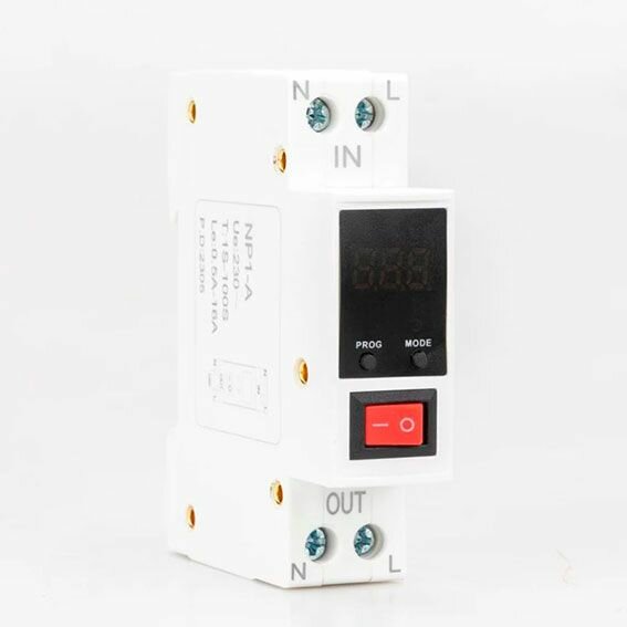 Реле контроля напряжения 220В 16А 1 din, защита перенапряжения