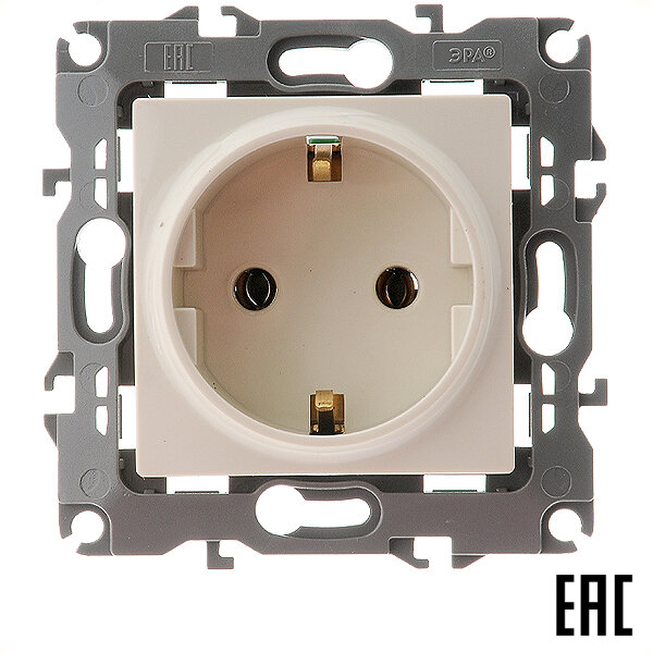 Механизм Эра12 12-2101-02 Б0014676 розетки евро безвинтовой зажим скрытой проводки слоновая кость (Эра) (3 шт. в комплекте)