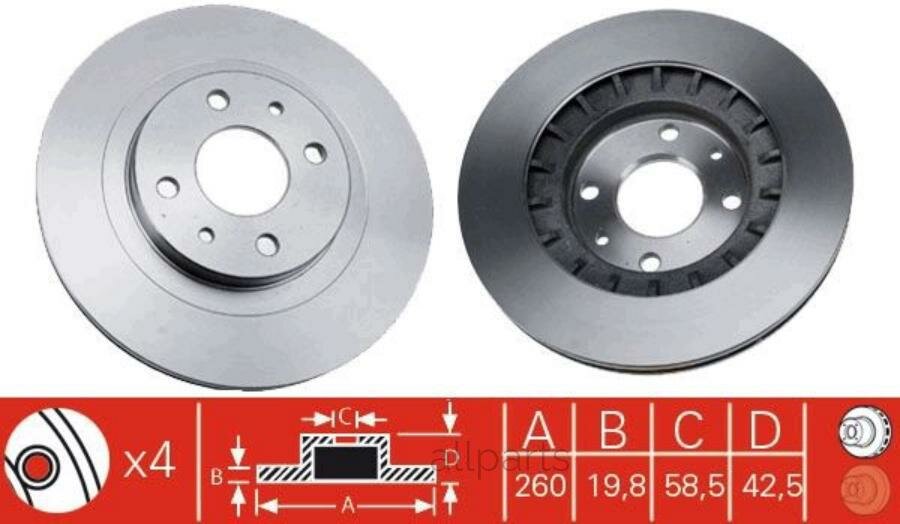 ZF RUSSIA DF4107 ZFR Диск тормозной передний для LADA 2110 / KALINA / PRIORA / GRANTA ZF RUSSIA DF4107 ZFR