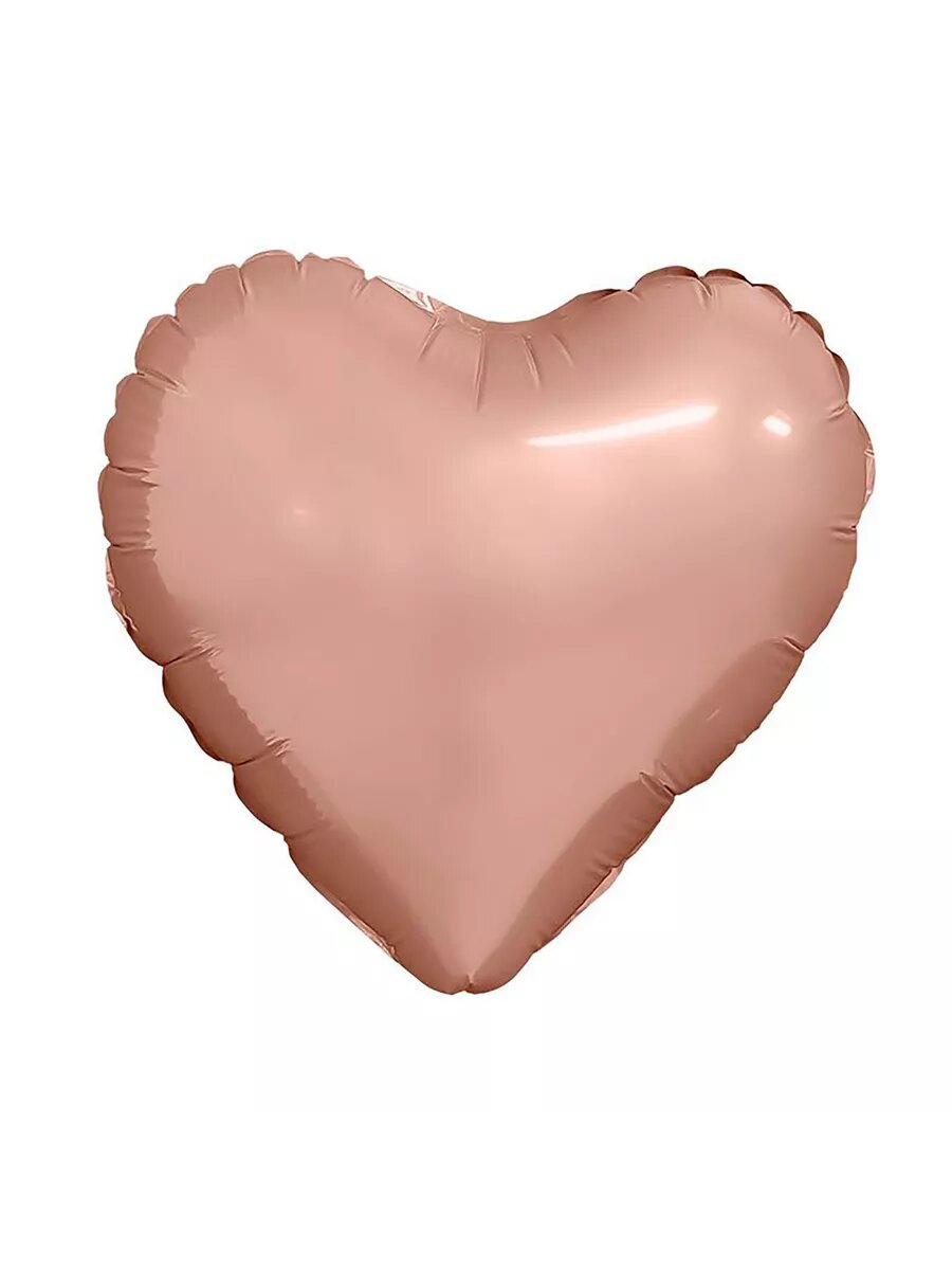 Сердце Розовое золото в упаковке, фольгированный шар (9"/23 см ) 5 шт. / AGURA, Россия