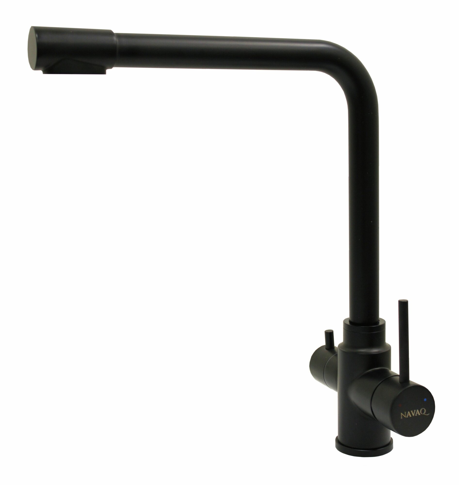 N413. PD1 Смеситель NAVAQ однорукий д/кухни с подкл. фильтра, матовый черный, нерж. сталь, бок. ручка