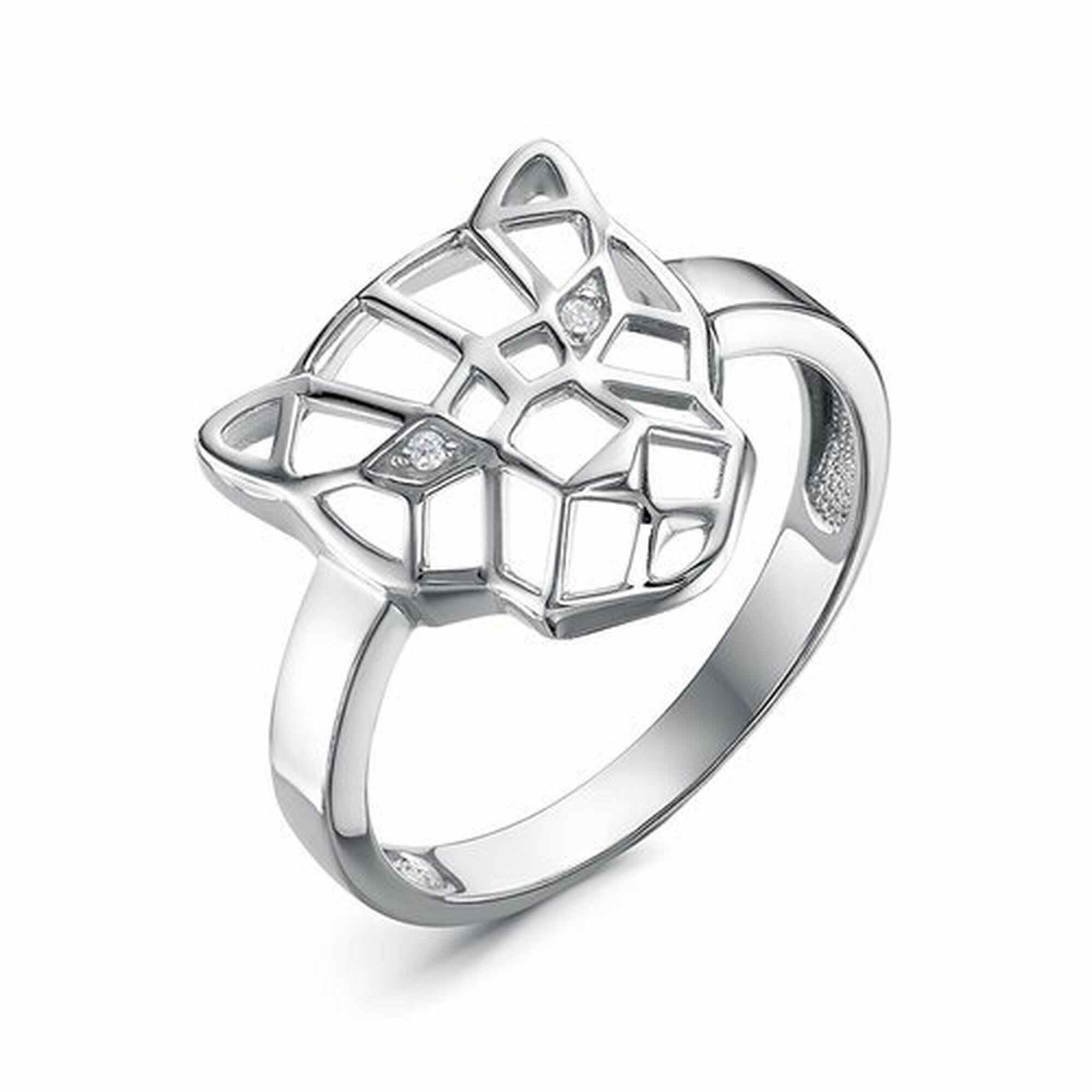 Кольцо, серебро, 925 проба, родирование, фианит