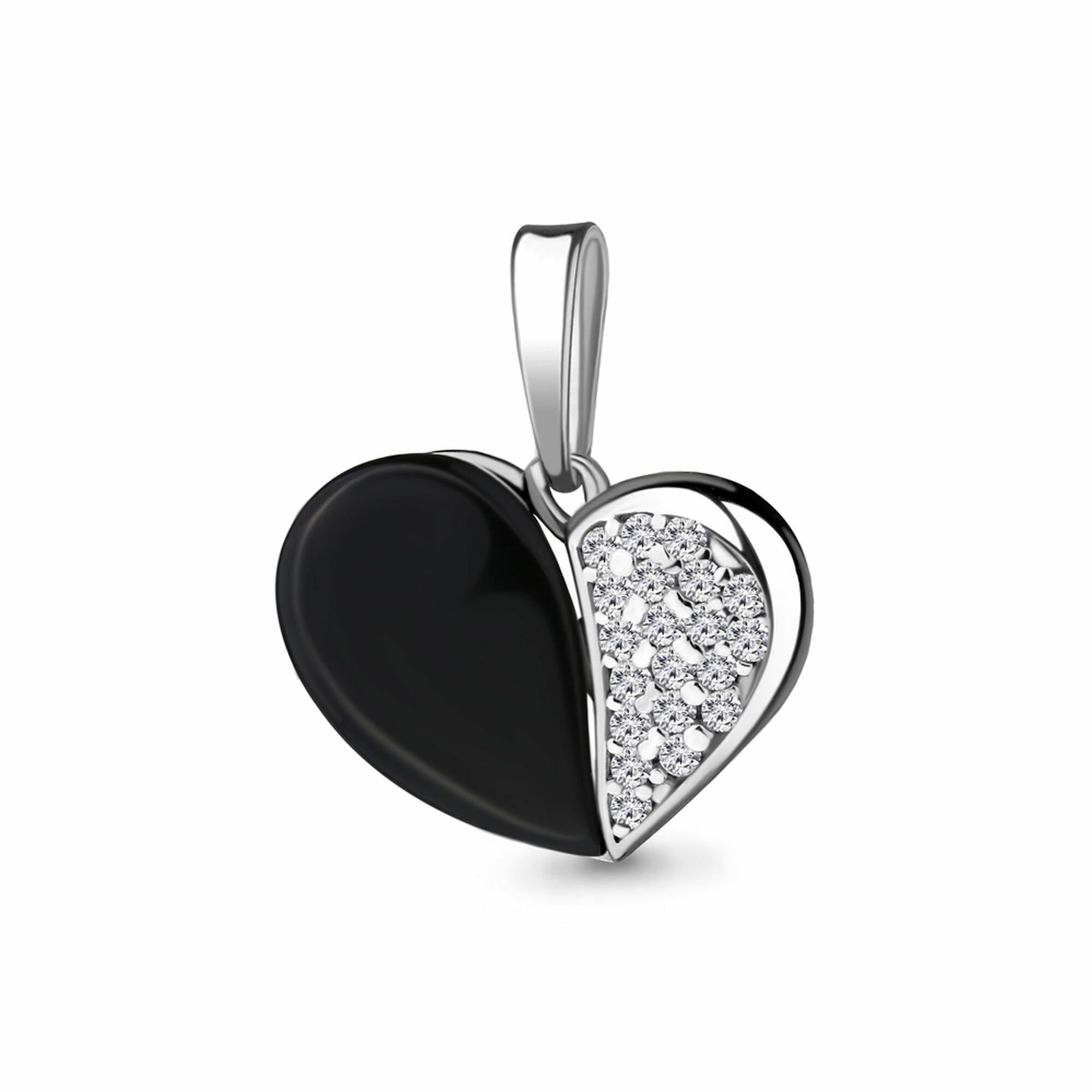 Подвеска Diamant online, серебро, 925 проба, родирование, фианит, керамика