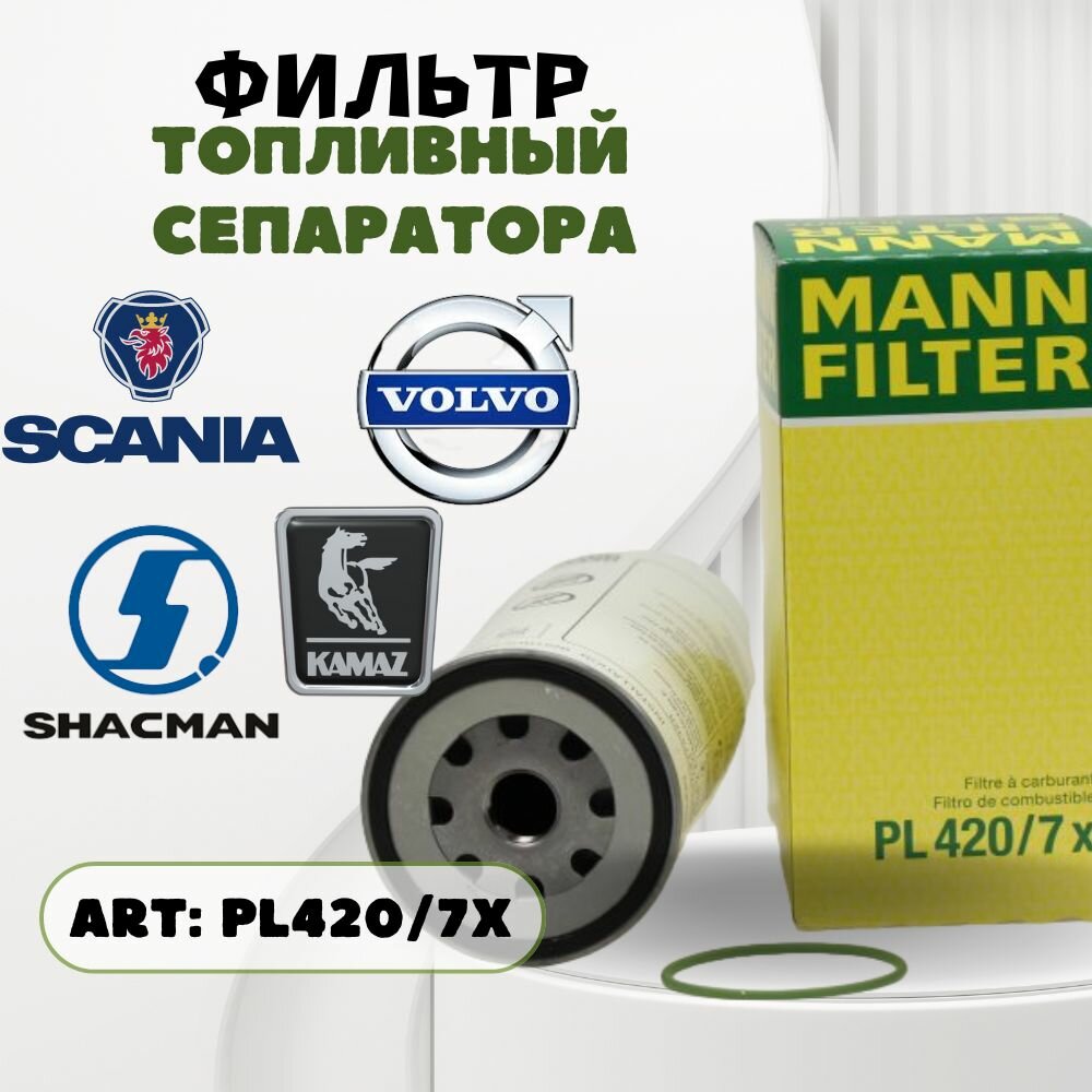 Фильтр топливный Фильтр сепаратора Mann Filter truck // OEM: PL420/7X DAF VOLVO TRUCK Kamaz Mercedes Benz TRUCK
