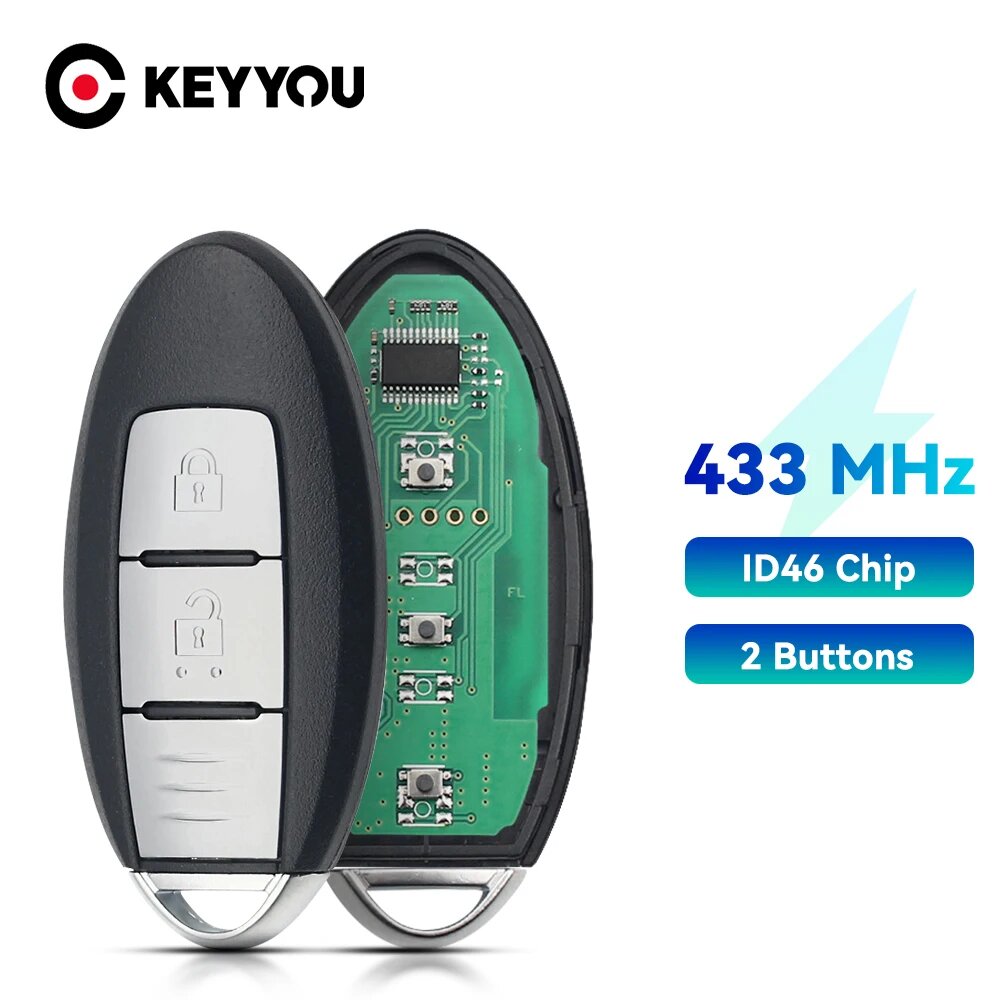 KEYYOU 433 МГц умный дистанционный Автомобильный ключ для Nissan Micra Juke Sentra патруль Note Navara Tiida Frontier Fob ID46 бесключевой чип Go