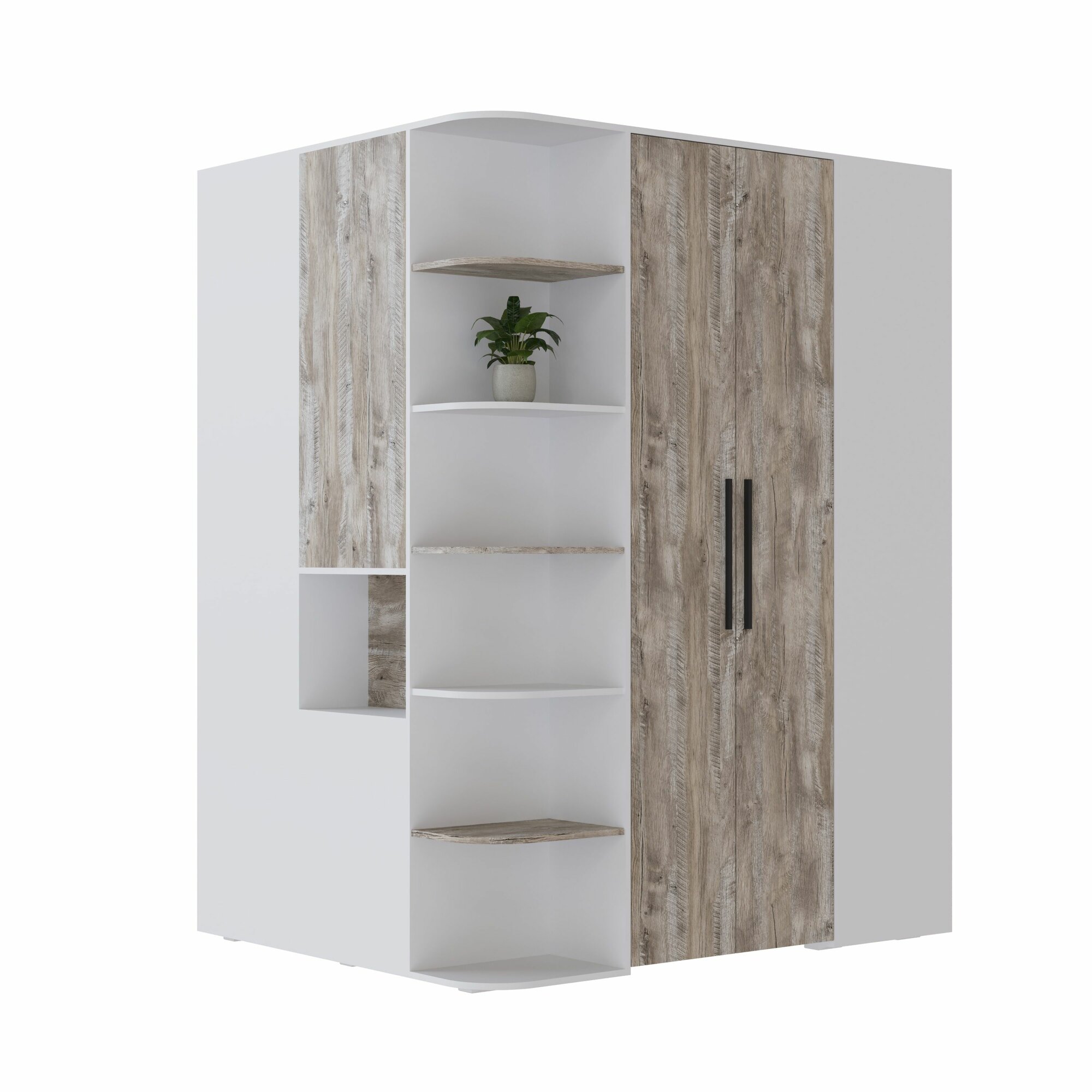 Шкаф гардеробный Микон "Линц", ЛДСП, белый/дуб Юкон, 210x160x130 см