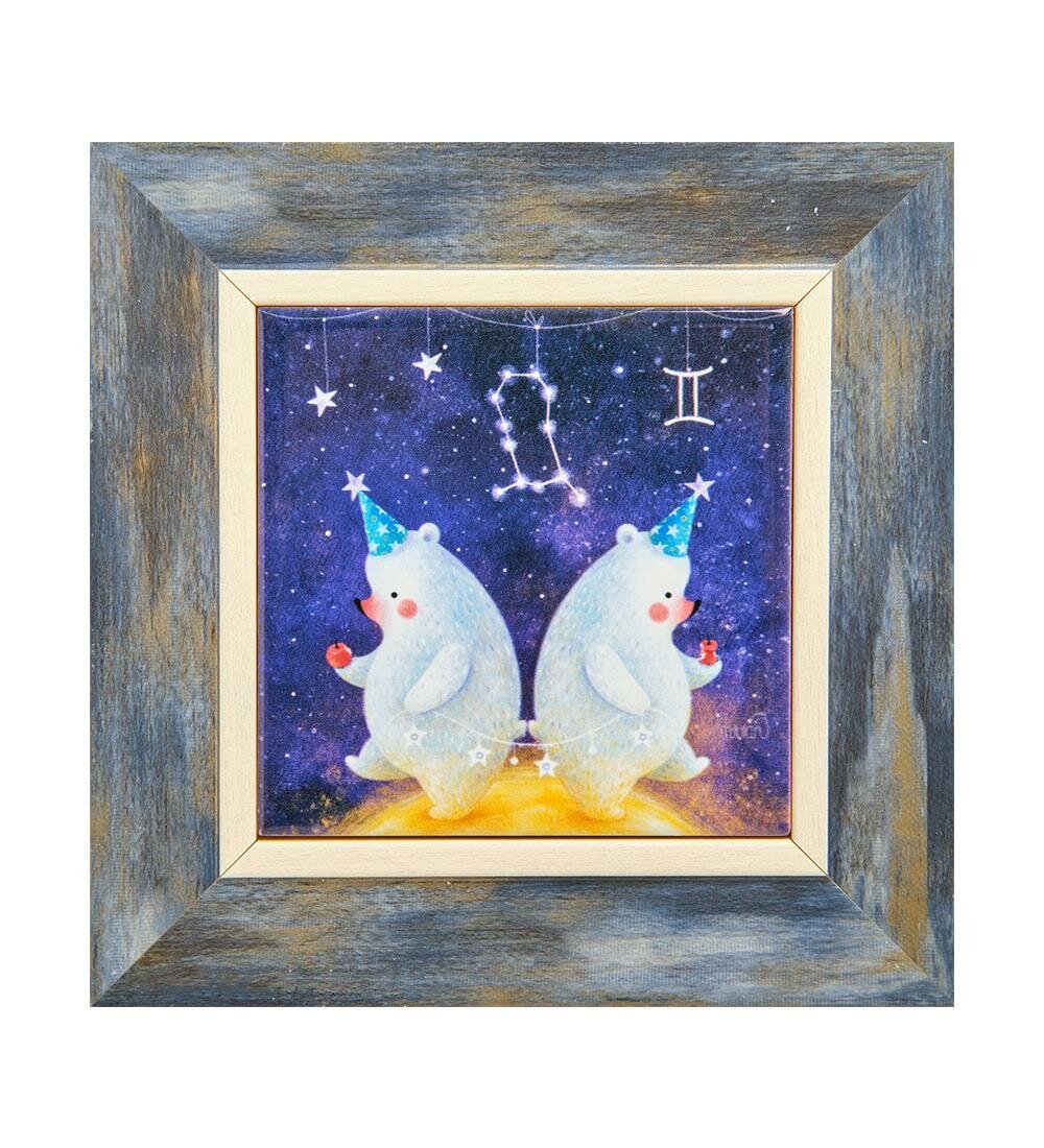 Панно керамическое Близнецы -Полярные мишки 10х10 A2174204 Artangels, Керамика, пластиковая рамка