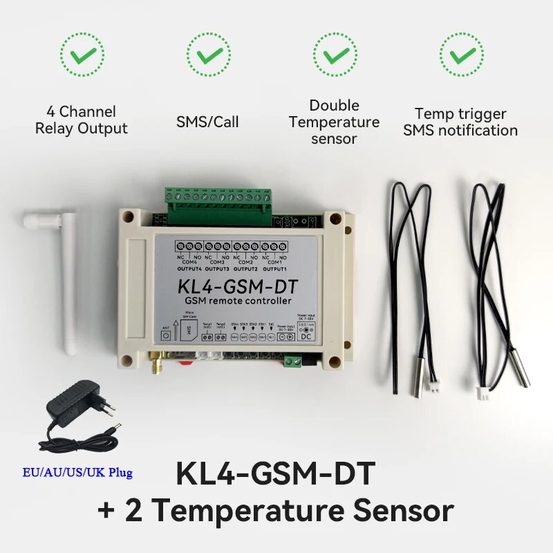 Дистанционный контроллер температуры KL4-GSM-DT UandaGad KL4-GSM-DT With Plug
