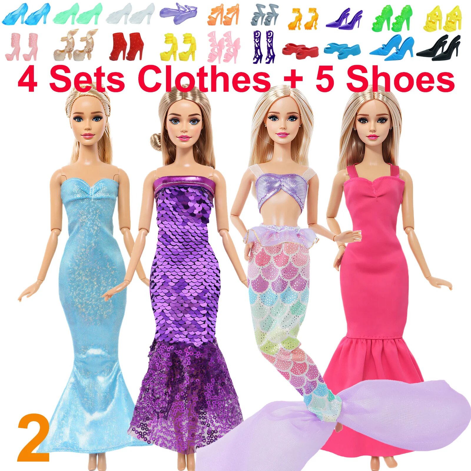Набор одежды и обуви для кукол Barbie, розовый, 2