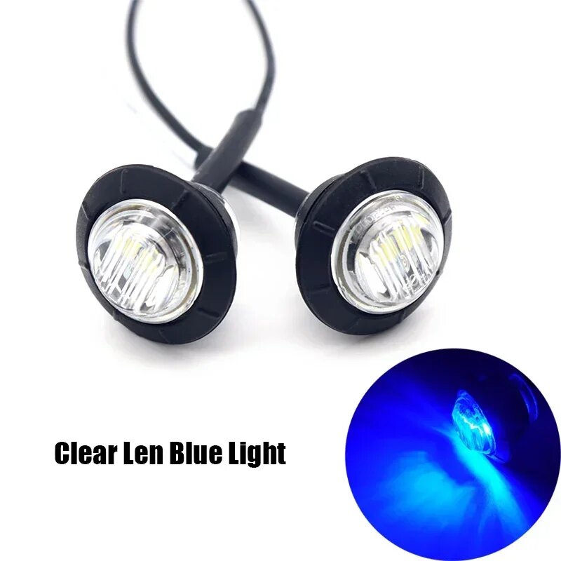 2 шт. LED боковые габариты 12V, Clear Len Blue