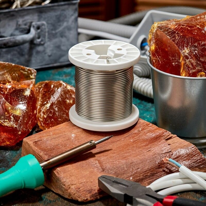 Припой ПОМ-3, 500г, 2мм, (олово 97%, медь 3%), бессвинцовый, ГОСТ 21931-76, катушка REXANT