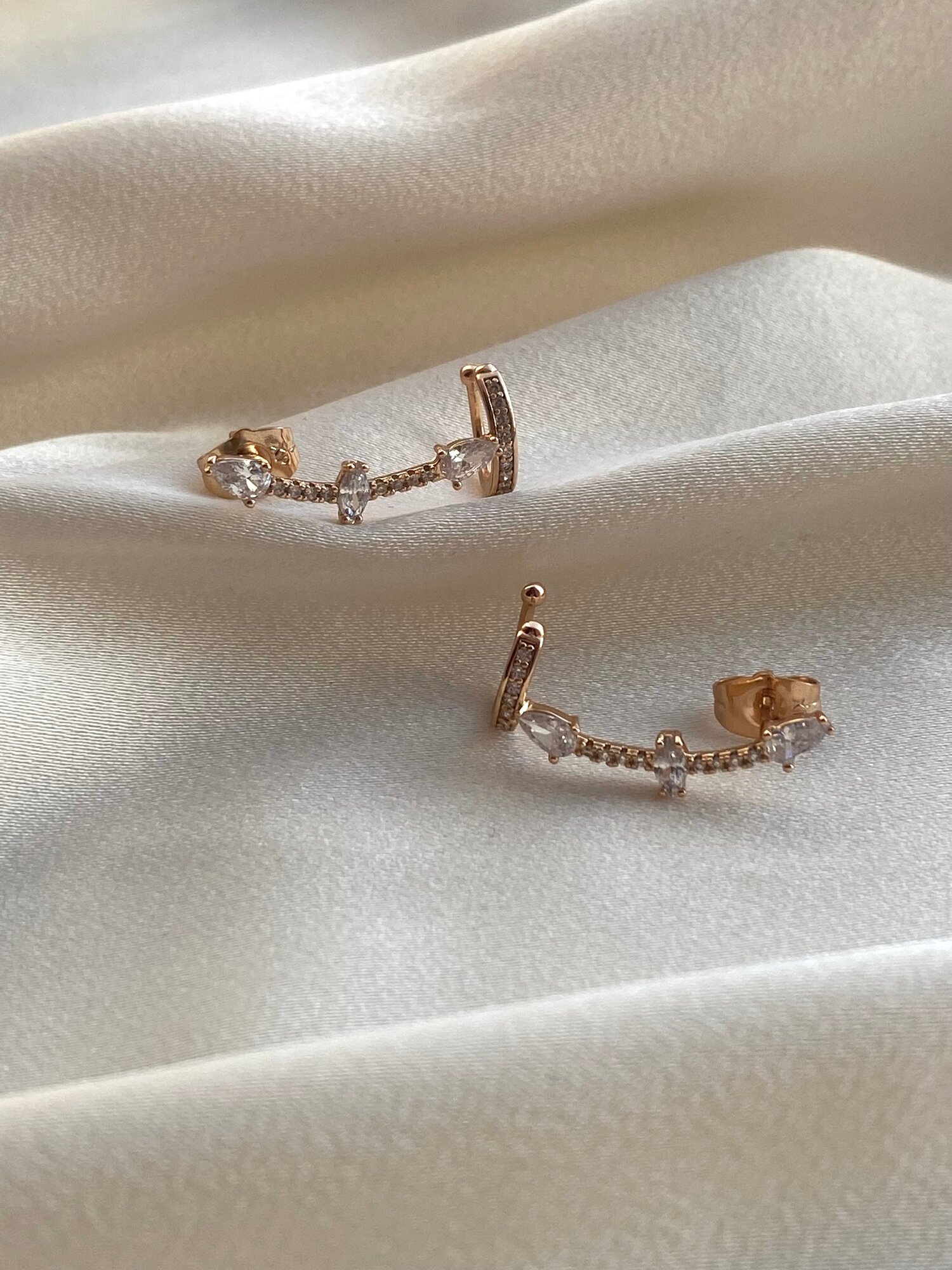 Серьги каффы, фианит