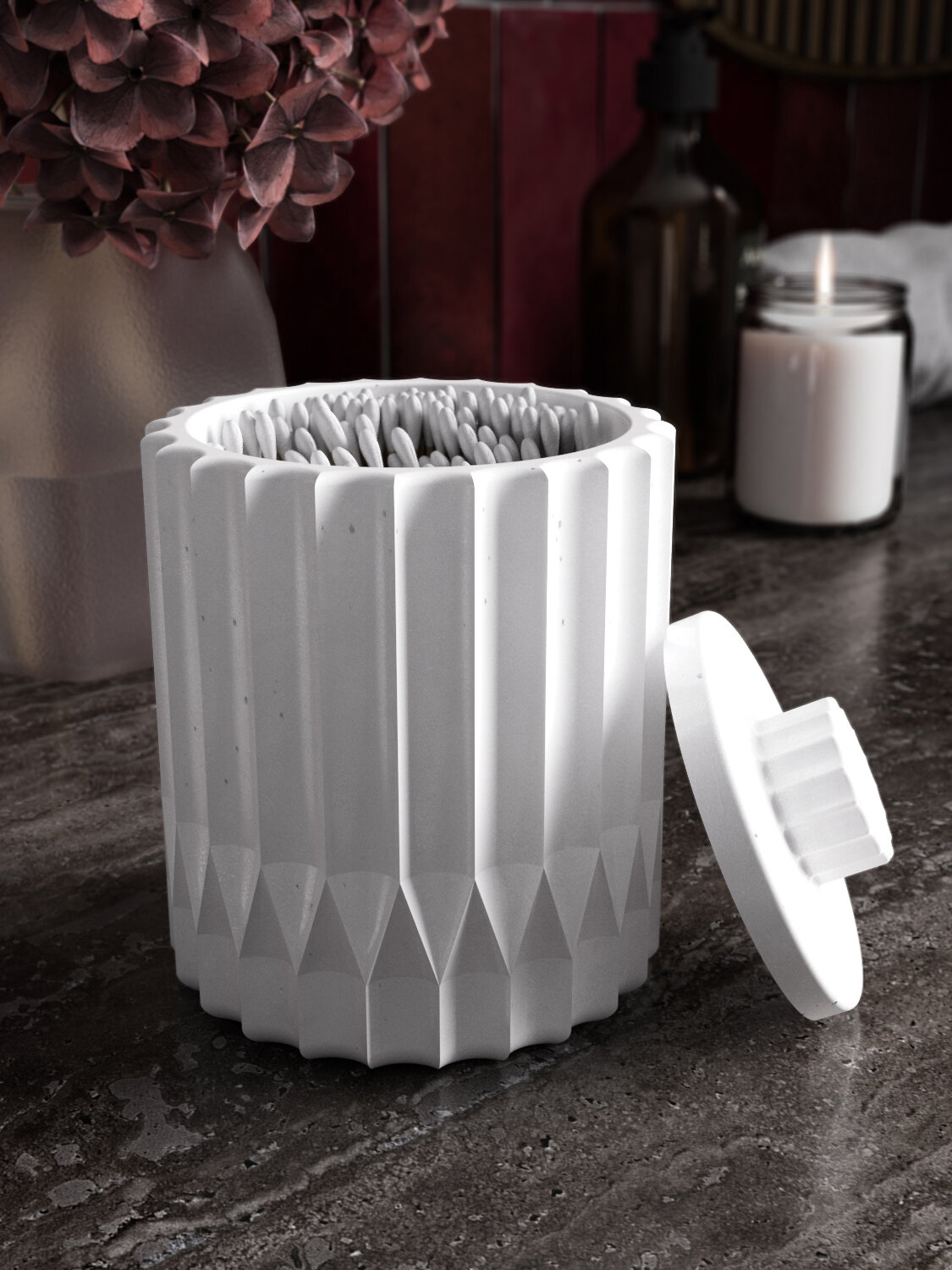 Органайзер для ванной комнаты, для ватных дисков и палочек San Marino белый глянцевый.