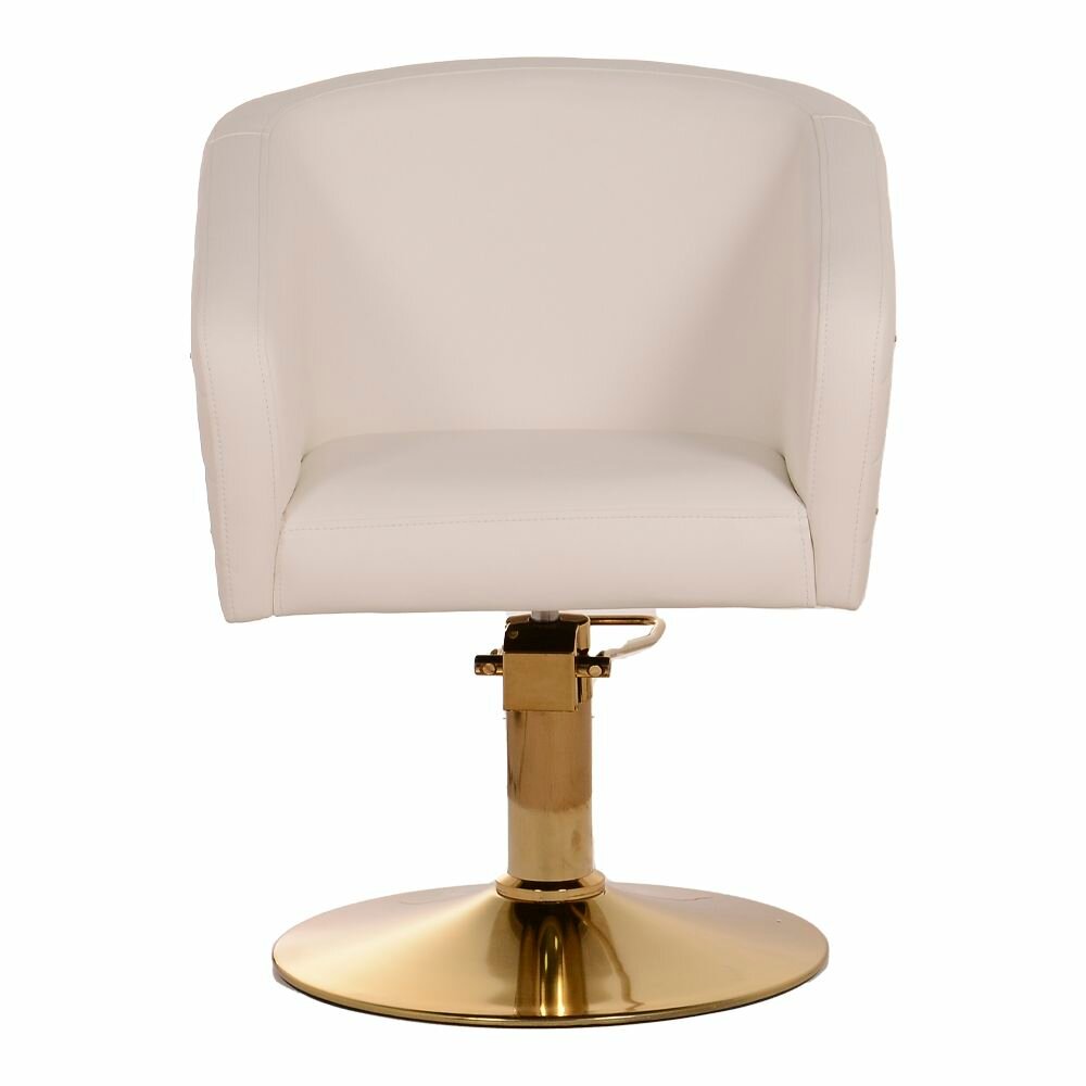 Парикмахерское кресло "Гламрок Gold", белый цвет, основание - диск