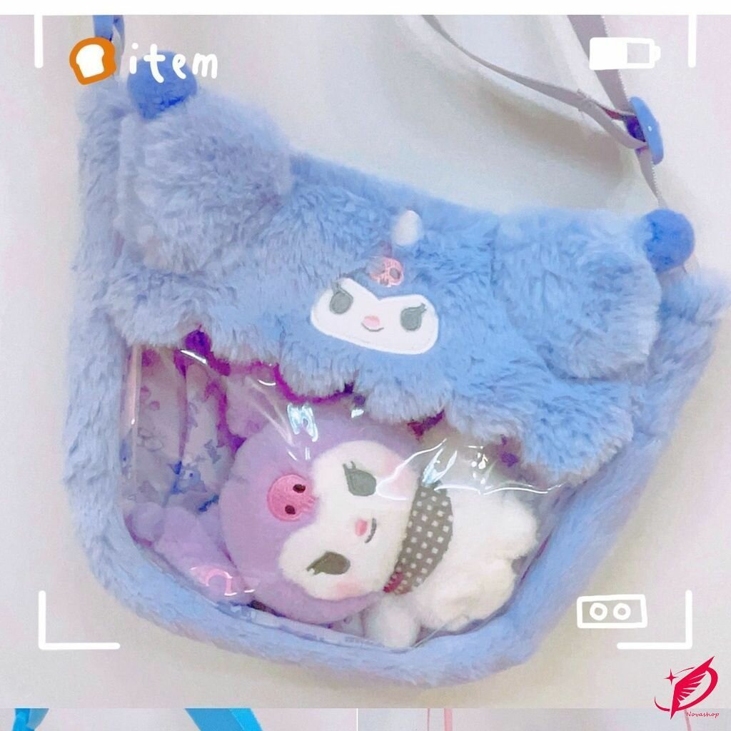 Милые сумки-плюш с изображением персонажей аниме Cinnamoroll, Kuromi и My Melody с брелоком-ключницей. Кроссбоди сумки с мягкой игрушкой - отличный подарок в стиле плюшевых игрушек