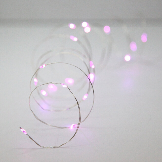 Светодиодная гирлянда Капельки на батарейках 20 фиолетовых MINILED ламп 2 м, серебряная проволока, IP20, Snowhouse, LDM020V-BO