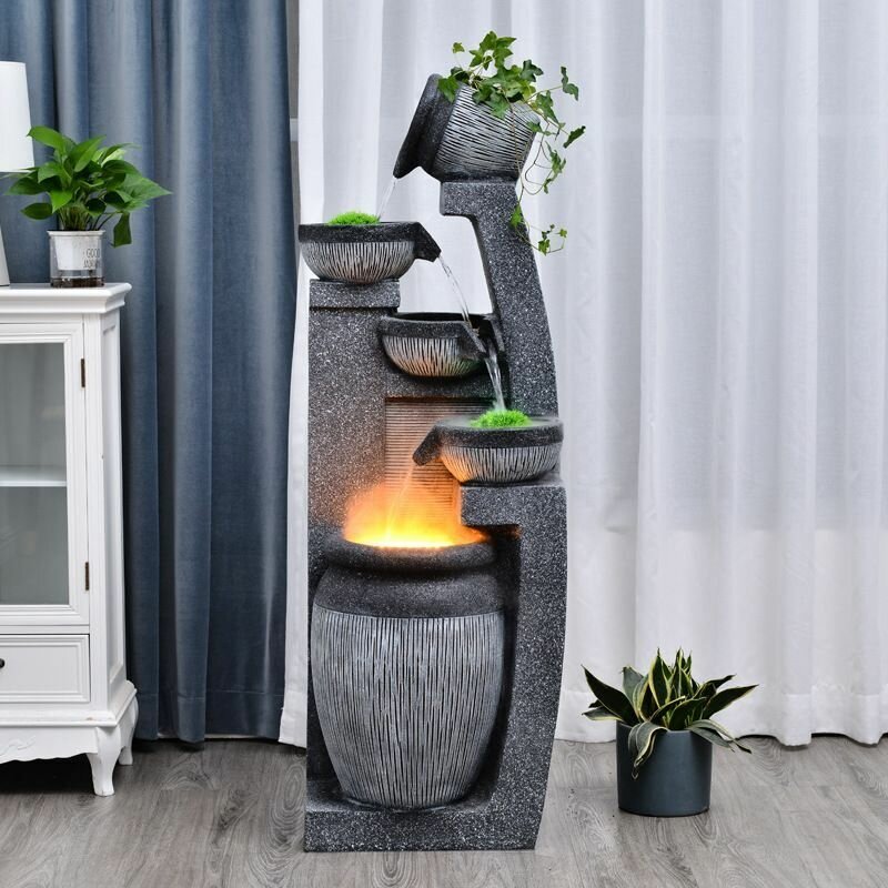 Фонтан комнатный с водой и подсветкой 100cm, Пруд с рыбками в европейском стиле, рокарий на балконе