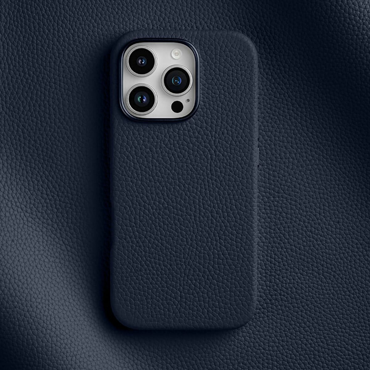 Кожаный чехол накладка с Magsafe Melkco Origin Series для iPhone 16 Pro, темно-синий