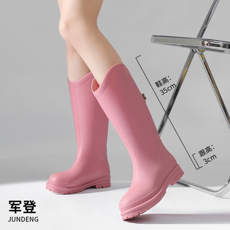 Модные женские резиновые сапоги, высокие водонепроницаемые туфли, нескользящие и износостойкие резиновые сапоги, бахилы на мягкой подошве, женские водонепроницаемые сапоги. Размер обуви. EU:38
