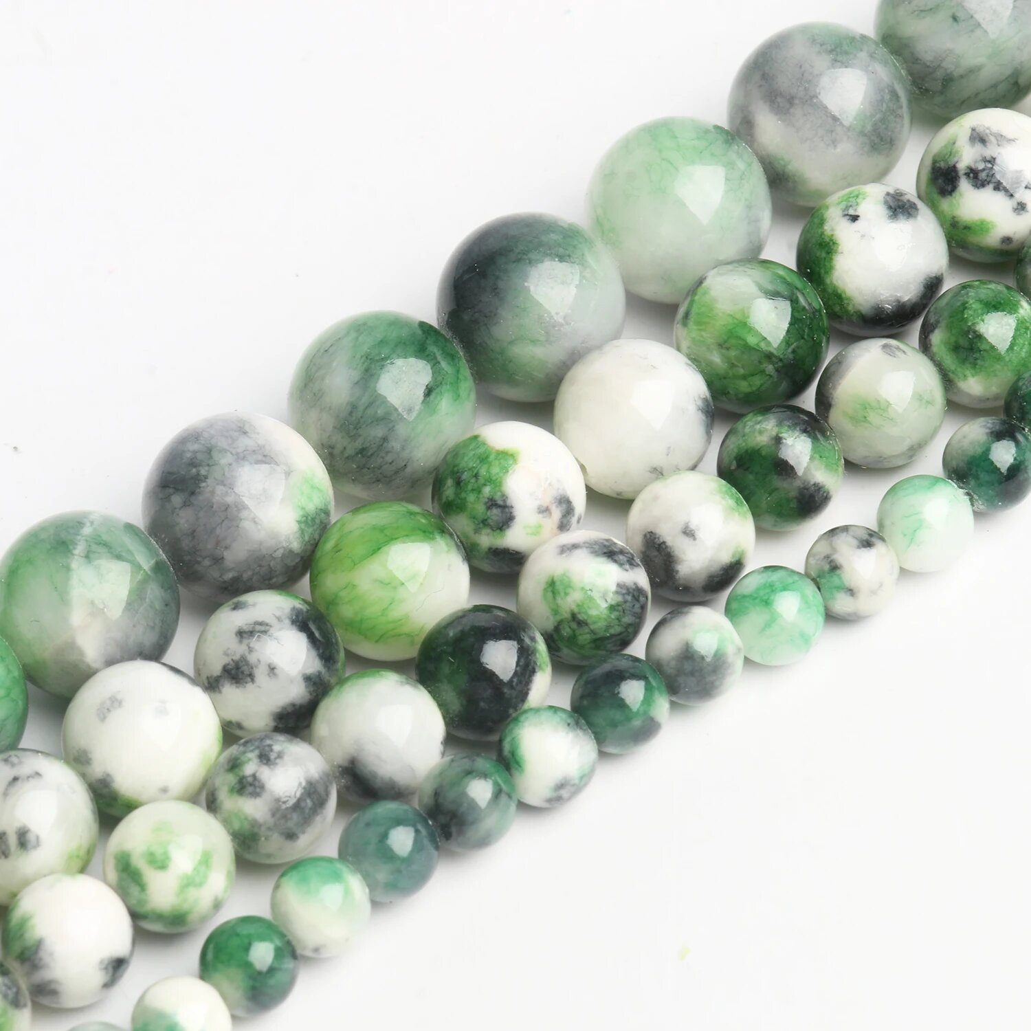 Нефритовые бусины GMB724 4-12 мм для браслетов Изумрудный, 8mm 46pcs beads, mixed color 05