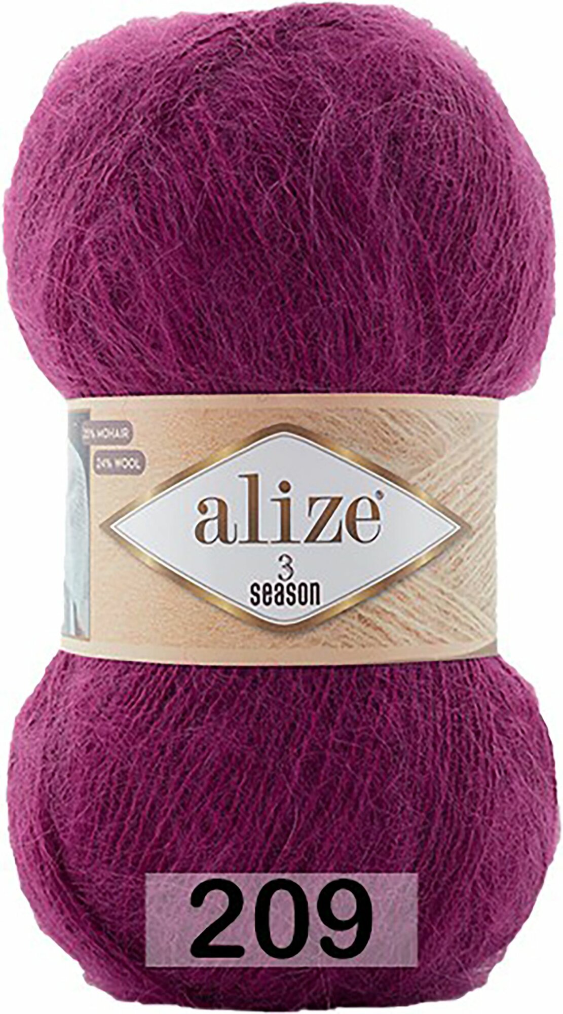 1 Моток, Alize 3 season, 51% акрил, 25% мохер, 24% шерсть, Цвет-209