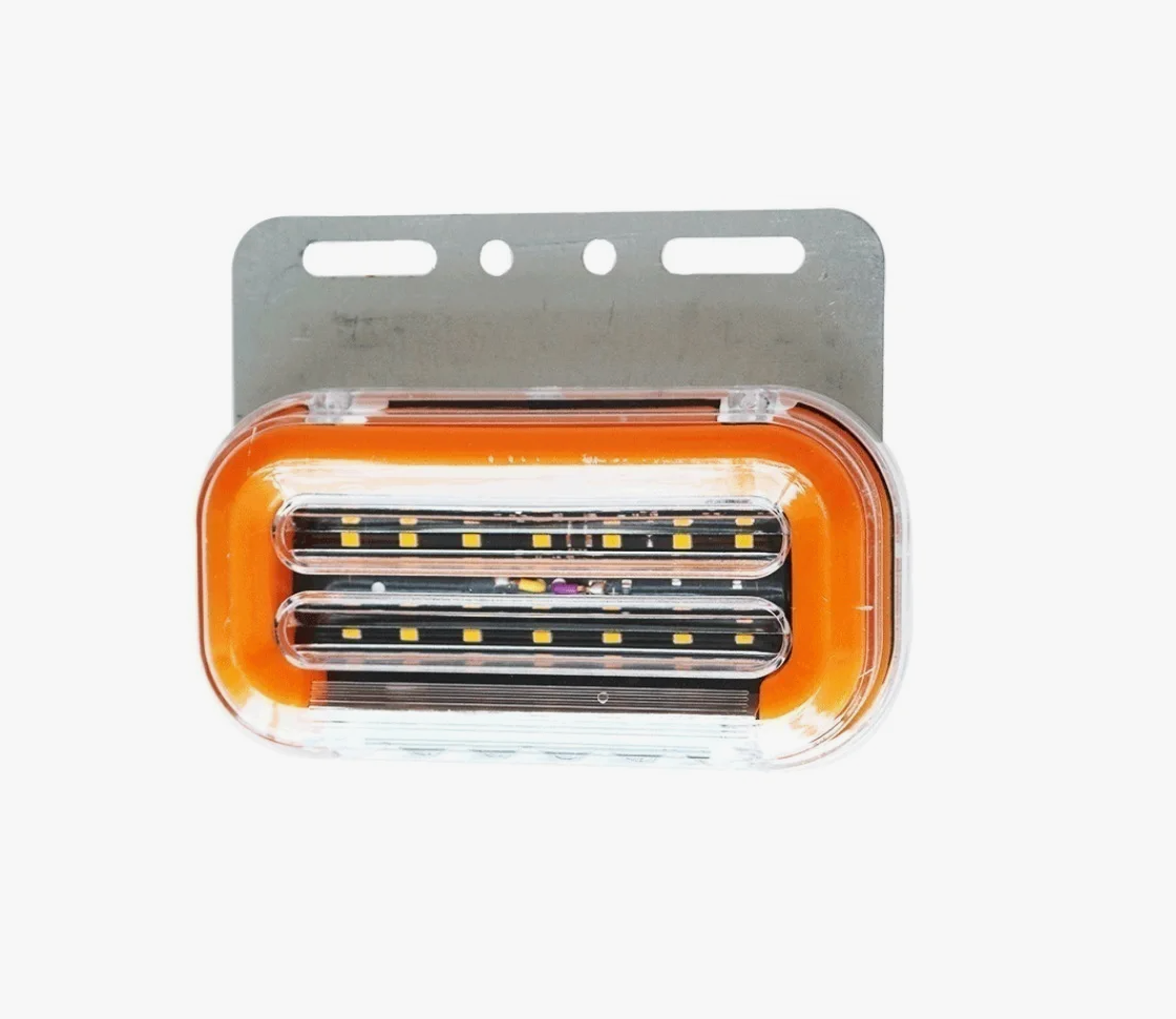 Фонарь габаритный 130 жёлтый 24в универсальный с неоновым маркерным светом с нижней белой подсветкой