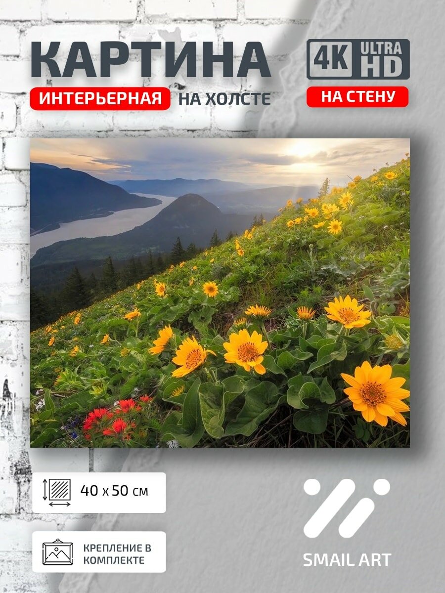 Картина на холсте интерьерная 40 на 50 на стену реки Колумбия для гостиной атмосфера