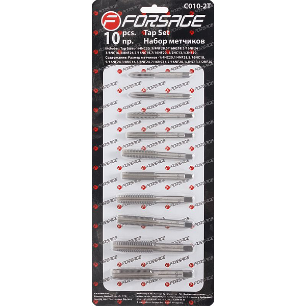 FORSAGE F-C010-1T набор метчиков 10пр. (метрич.) на блистере\