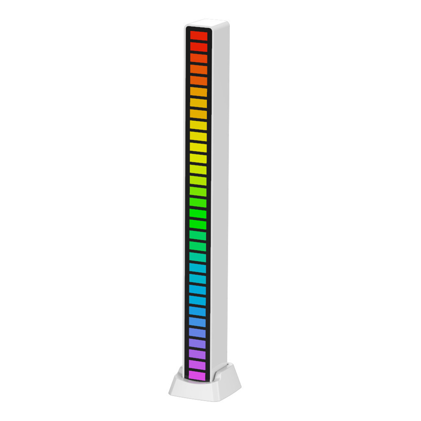 32pcs LED Beads RGB Colorful Rhythm Light Sound-sensitive Music Atmosphere Light Voice-Activated Ambient Light Tube Lamp Light Bar USB Rechargeable Pickup Rhythmic Lamp Audio Spectrum Light Model D08-RGB White 182*18*17mm D10-RGB Black 190*18*18mm