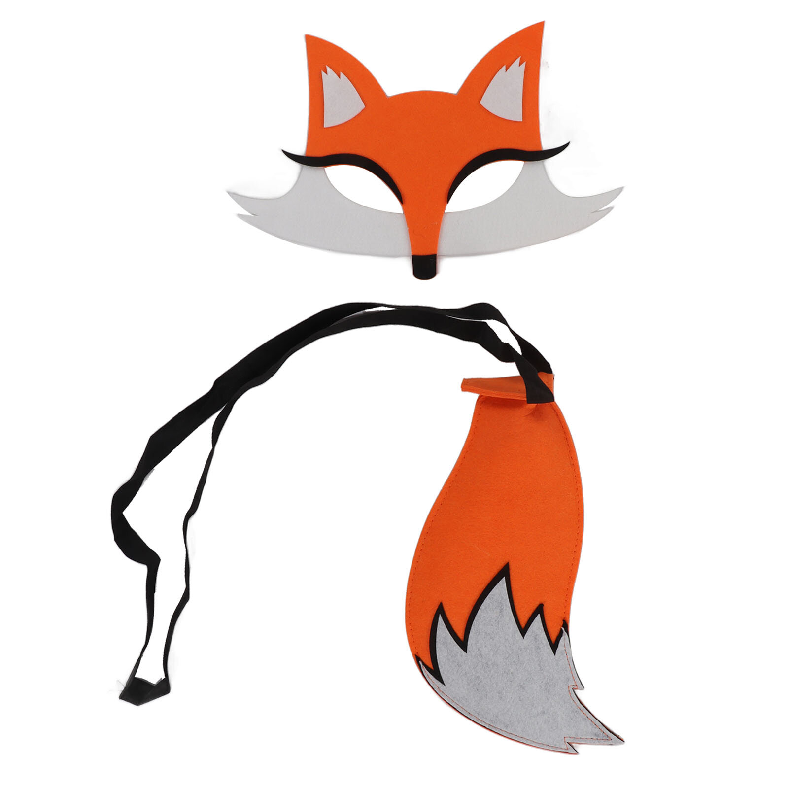 Fox Face Mask Tail Set Soft Felt Halloween Animal Costume with for Dress Up Party
