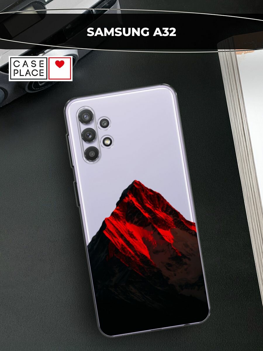 Чехол на Samsung Galaxy A32 / Самсунг Галакси А32 с принтом Красная гора 2, прозрачный